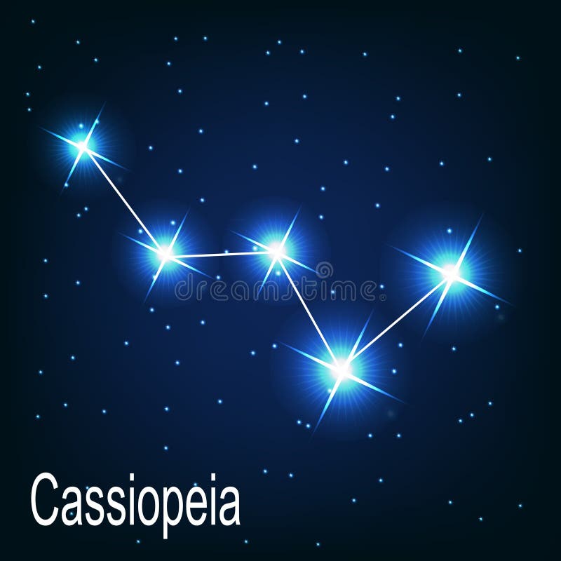 Cassiopeia Constellation Drawing Cassiopeia Constellation With Bright