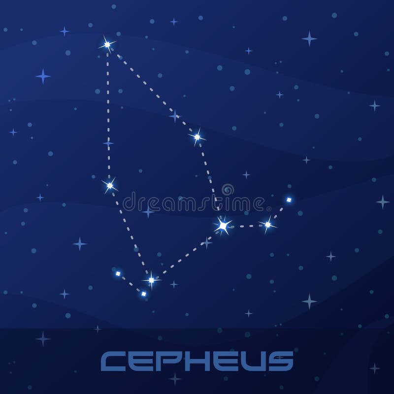 Cepheus Constellation, Vector Illustration With The Names Of Basic ...