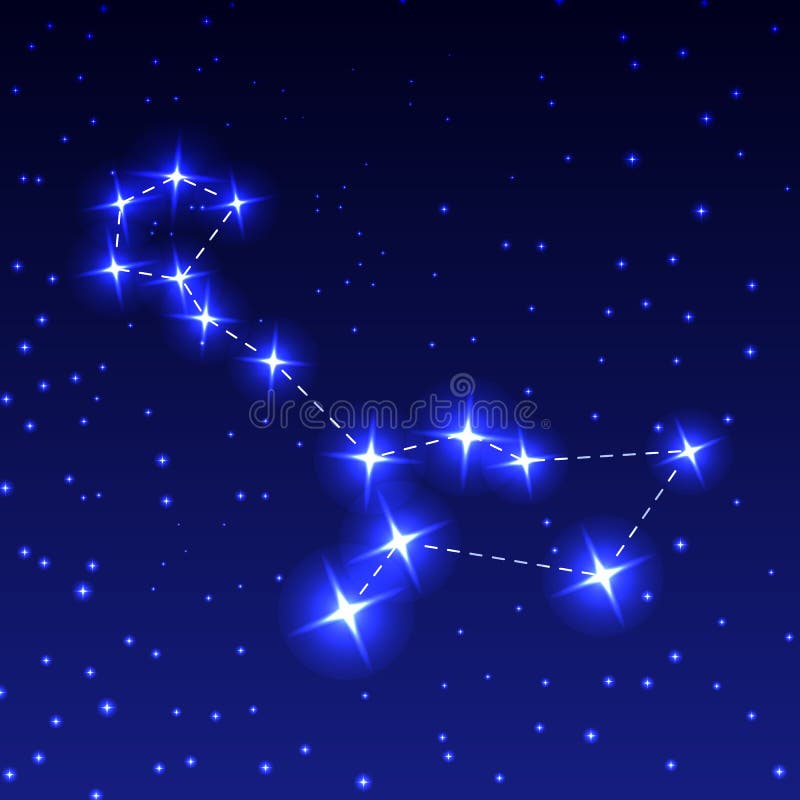 The Constellation Cetus in the Night Starry Sky. Vector Illustration of ...