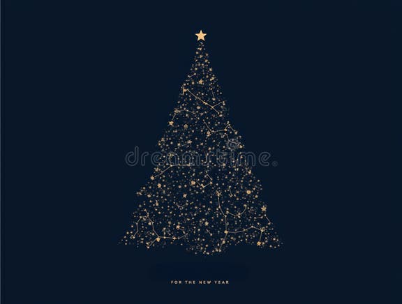Constellation Christmas Card with a Christmas Tree Shaped Constellation ...