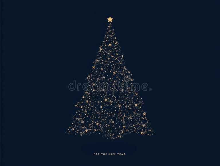 Constellation Christmas Card with a Christmas Tree Shaped Constellation ...