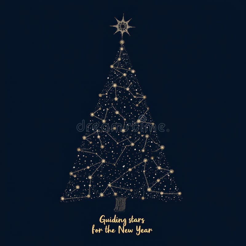 Constellation Christmas Card with a Christmas Tree Shaped Constellation ...