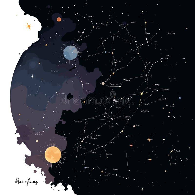 The Constellation Constellation Map Stock Vector - Illustration of ...