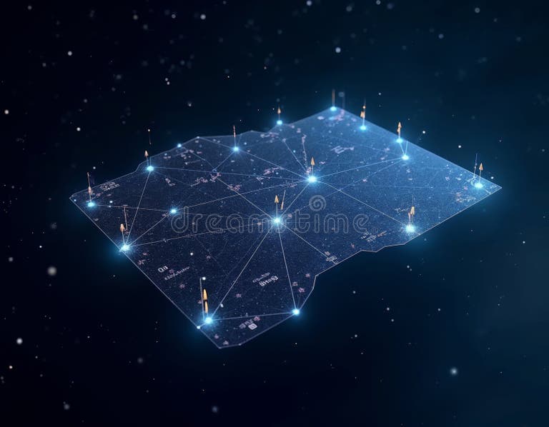 The Constellation Digital Map of the World is Shown with Stars and ...