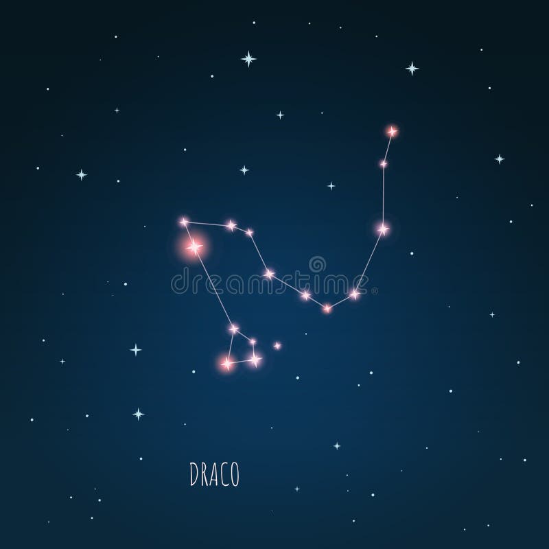Constellation Draco Scheme in Starry Sky Space Stock Vector ...