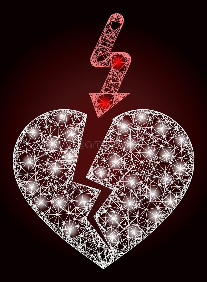 Constellation Hatched Mesh Break Heart with Light Spots Stock Vector ...