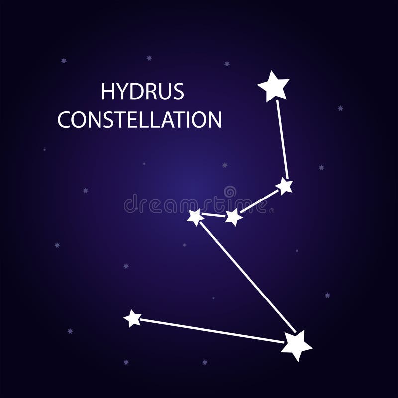 The Constellation of Hydrus with Bright Stars. Vector Illustration ...
