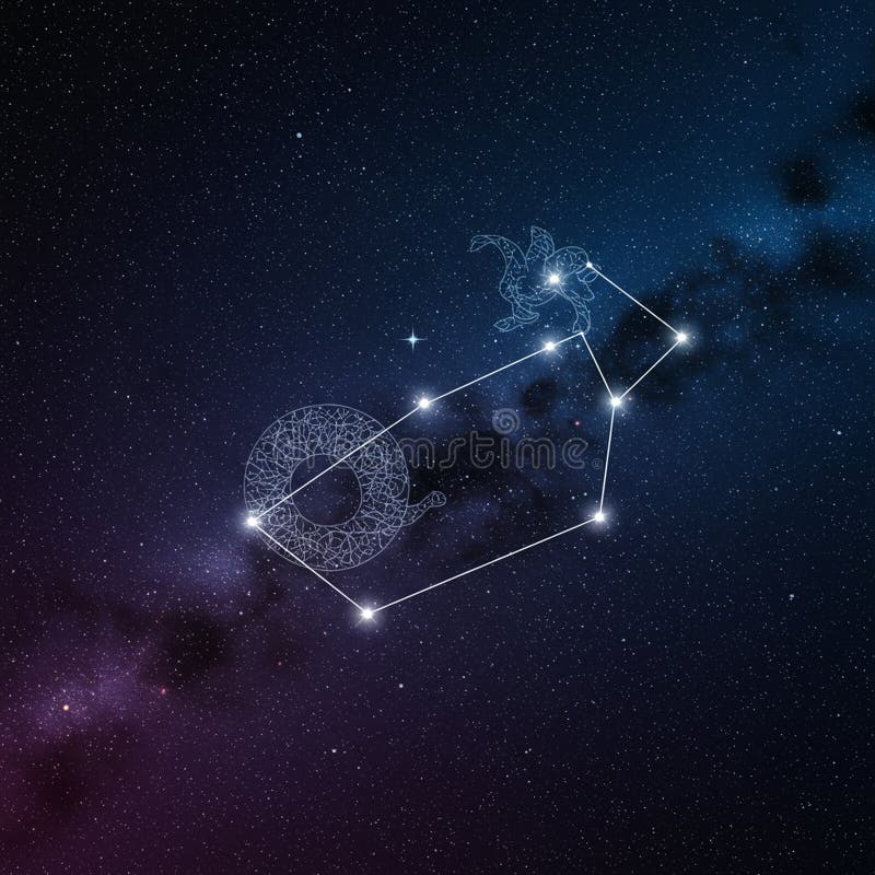 Constellation Illustration Against a Deep Blue and Purple Starry Sky ...