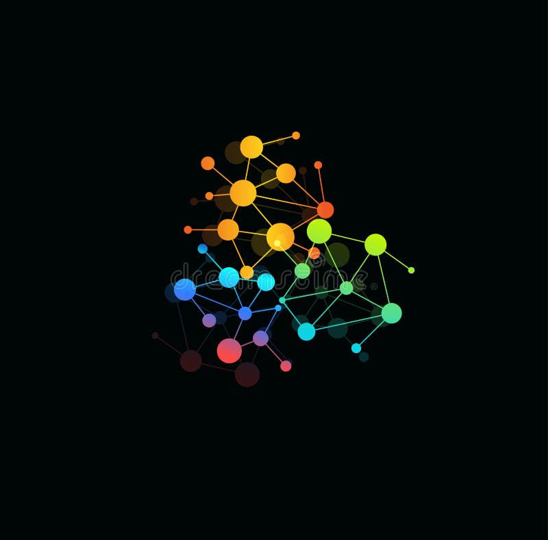 Constellation, Interconnected Colored Dots, Cartoon Logo Concept ...