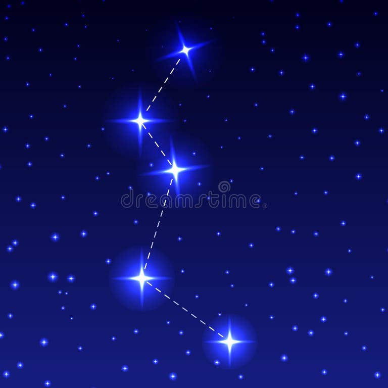 The Constellation of the Lizard in the Night Starry Sky. Vector ...