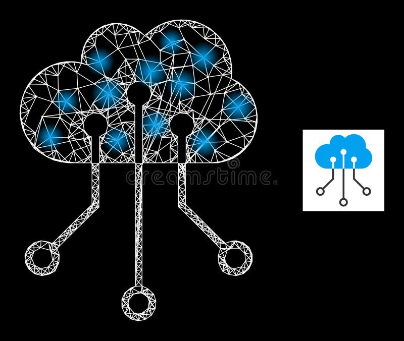 Bright Network Cloud Network Mesh Icon with Glare Spots Stock Vector ...