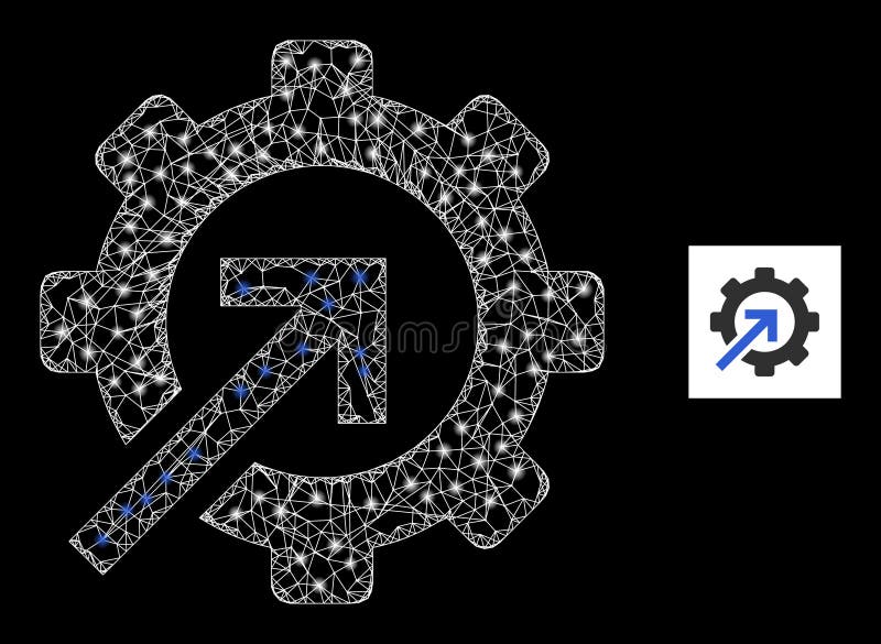 Bright Hatched Gear Integration Mesh Icon with Lightspots Stock Vector ...