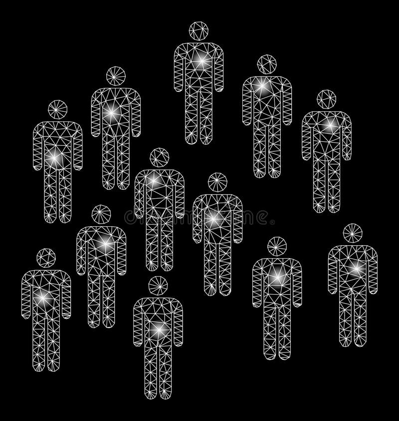 Glossy Triangular Net Mesh People Crowd Icon with Light Spots Stock ...