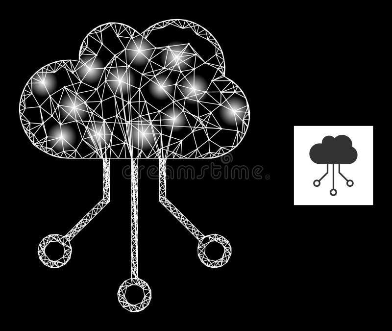 Bright Net Cloud Connections Mesh Icon with Constellation Nodes Stock ...