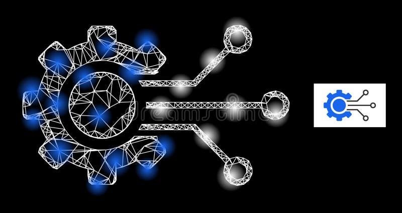 Bright Net Digital Sensor Cog Mesh Icon with Glare Spots Stock Vector ...