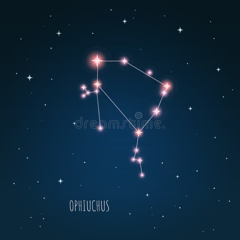 Constellation Ophiuchus Scheme in Starry Sky Space Stock Vector ...