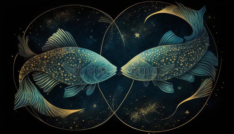 Constellation Pisces, Zodiac. Fishes. AI Generative. March Stock ...