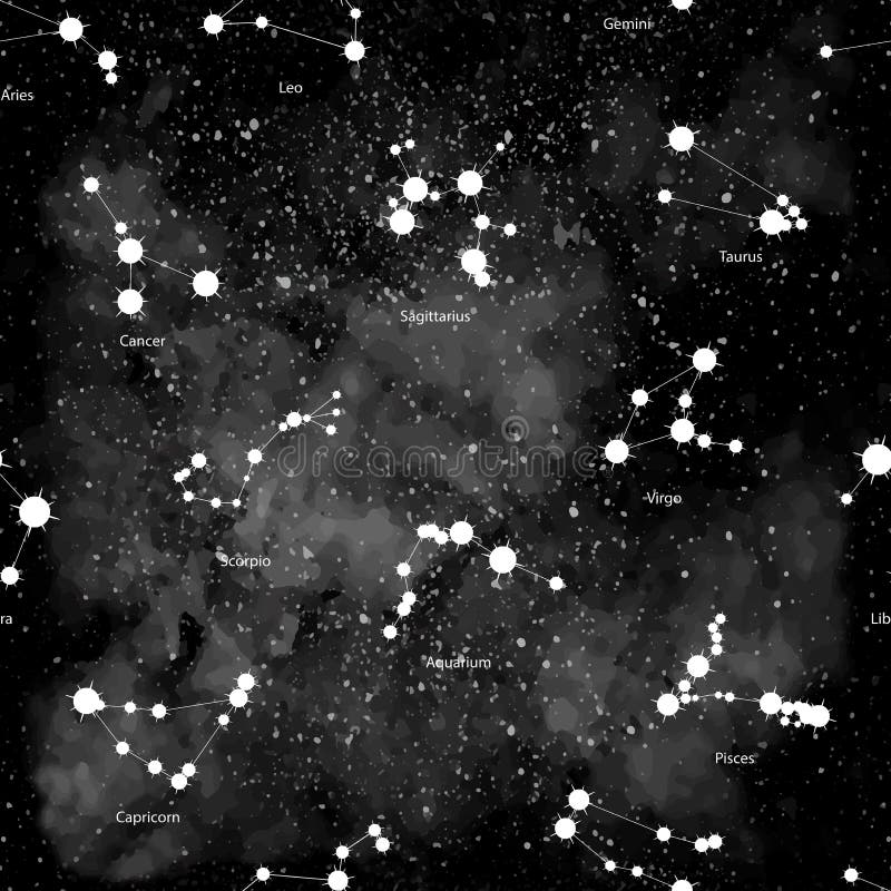 Constellation Seamless Pattern. Night Sky Background with Star Stock ...