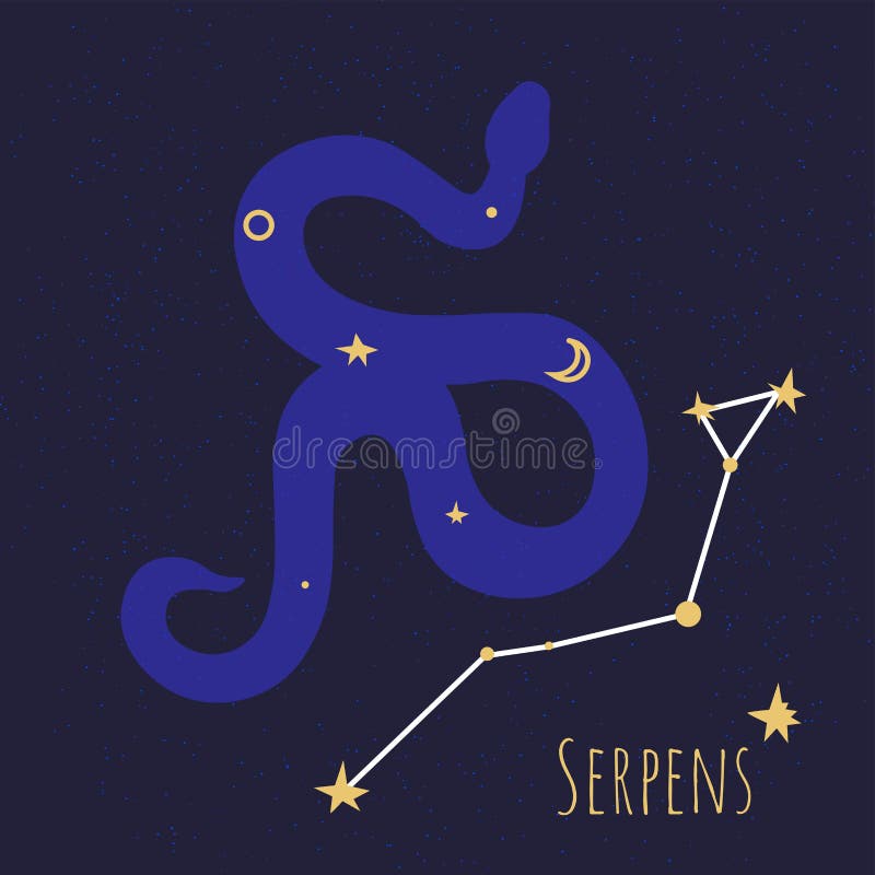 The Constellation of the Serpens with Bright Stars. Stock Vector ...