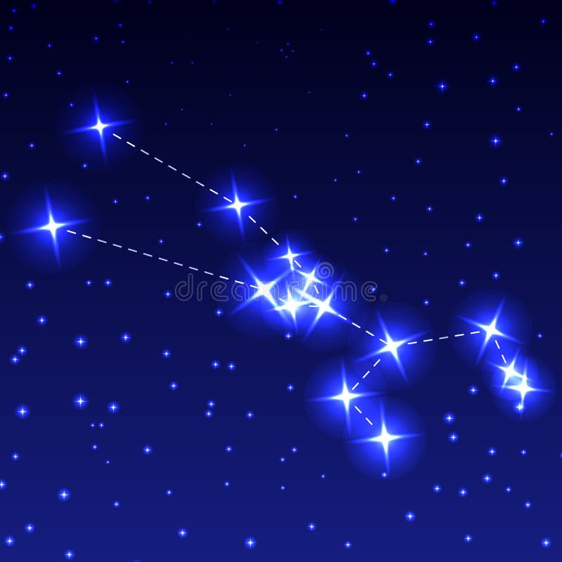 The Constellation Taurus in the Night Starry Sky. Vector Illustration ...