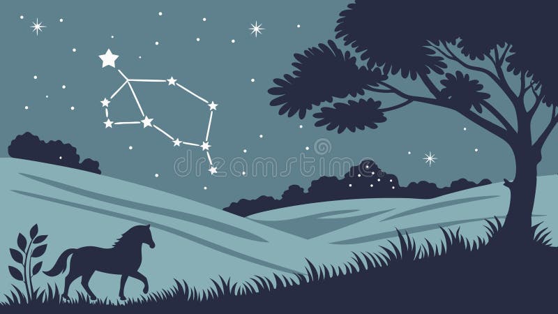 Constellation and Tree Night, Starry Tree, Night Sky Stars, Celestial ...