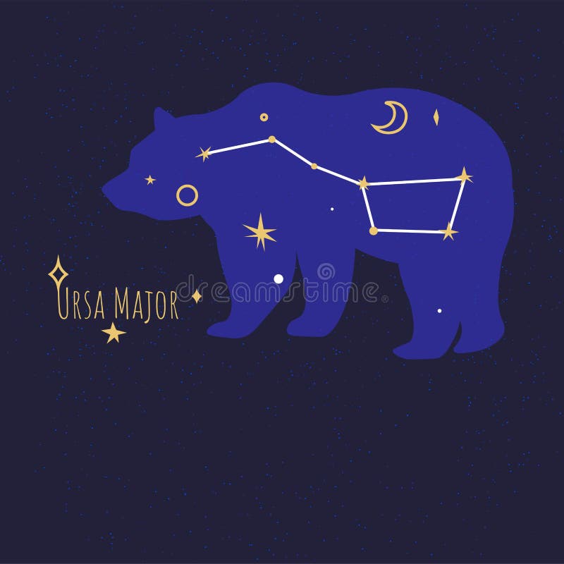 Constellation of Ursa Major, Stars at Night Sky Stock Vector ...