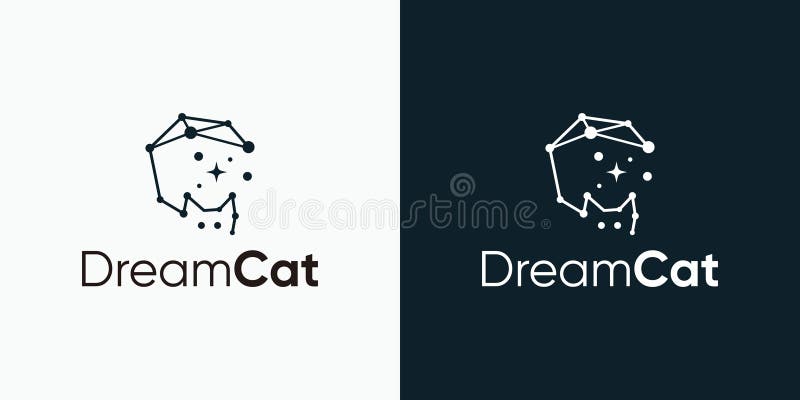Constellation Vector Logo Design with Cat Shaped Diagonal Lines Stock ...