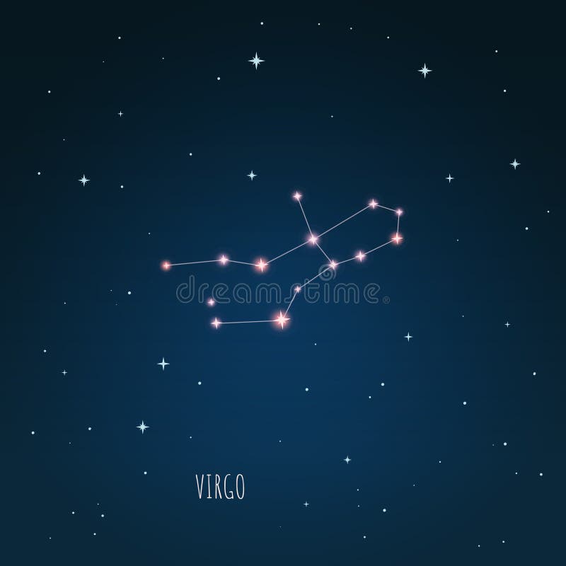 Virgo Constellation. Tree Branches, Starry Sky Stock Vector ...