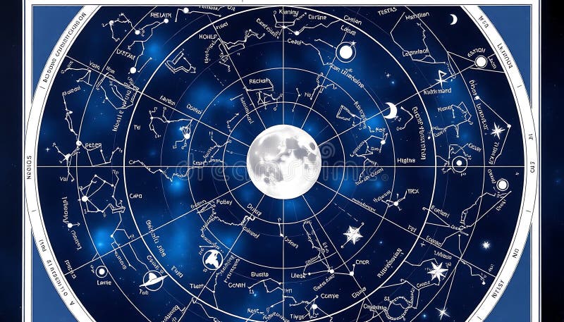 Constellation Zodiac Wheel, Astrology Chart, Celestial Map Astronomy ...