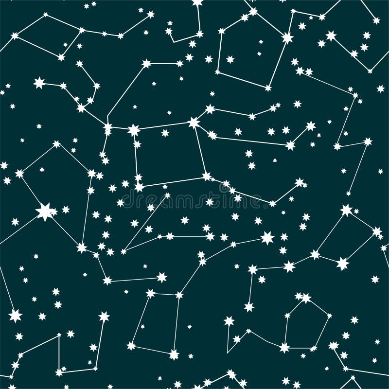 Constellations Background, Sky Map, Stars Pattern. Stock Illustration ...
