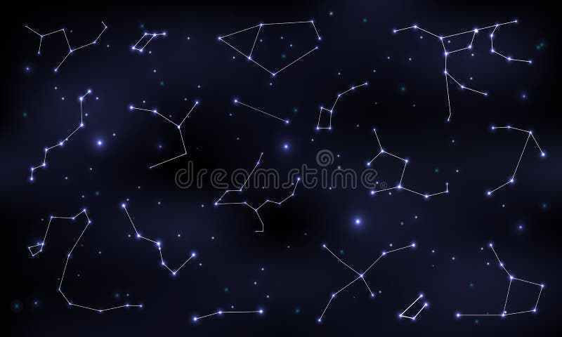 Constellations on a Dark Blue Background.Constellations on a Night Sky ...