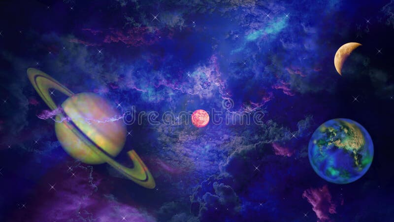 Stars Floating in the Solar System. Stock Illustration - Illustration ...