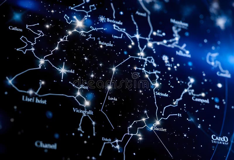 Constellations Forming a Network Connecting Stars in the Night Sky ...