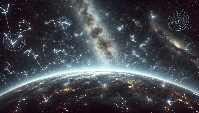 Constellations in the Outer Space Sky Stock Illustration - Illustration ...