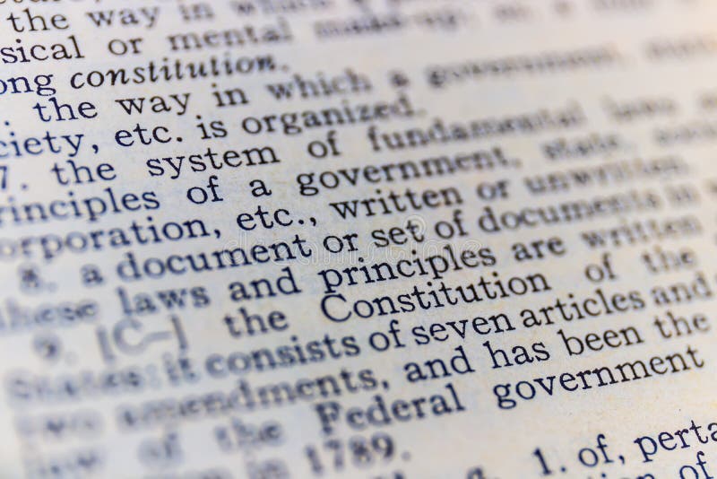 Constitution Dictionary Definition Closeup II Stock Photo - Image of ...