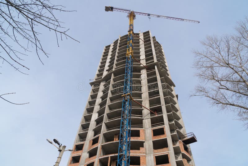 Constraction Site with Crain and New Building Stock Photo - Image of ...