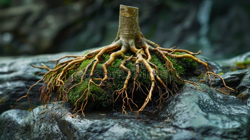 Constricted Tree Roots on a Wet Rock Stock Photo - Image of complex ...