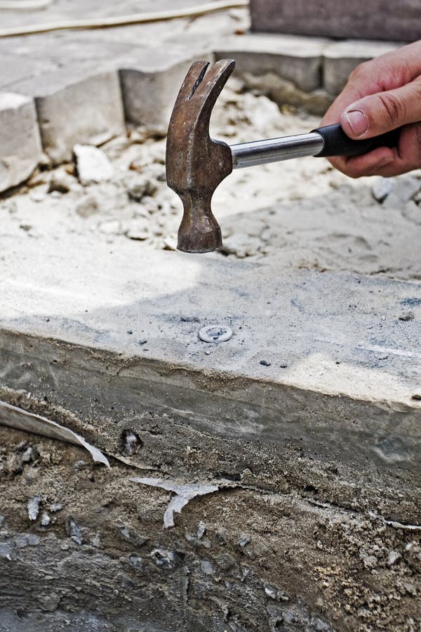 Construc Worker Fixing the Pavestone on the Roadtion Worker Installing ...