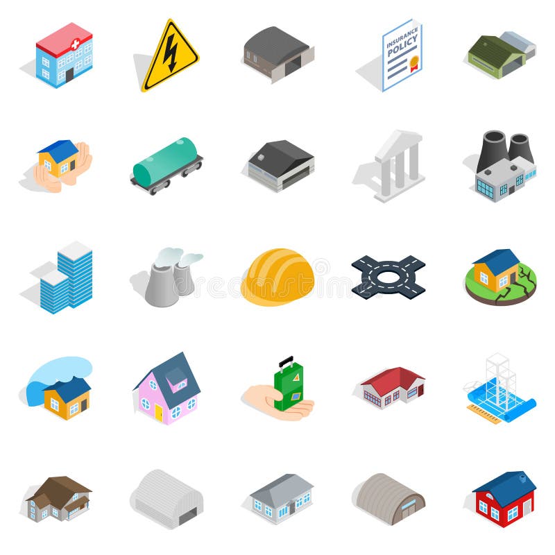 Construct Icons Set, Isometric Style Stock Vector - Illustration of ...