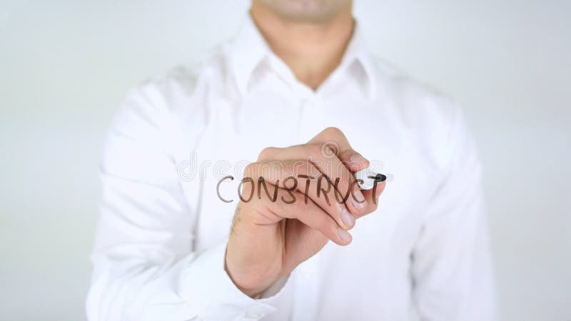 Construct, Man Writing on Glass, Handwritten Stock Image - Image of ...