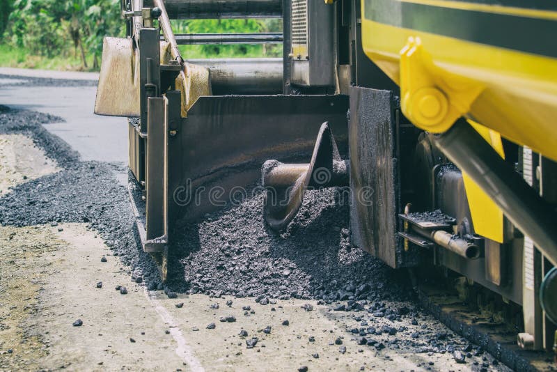 Construct Road with Asphalt Paver Machine Stock Photo - Image of ...