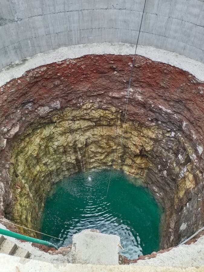 Constructed Well of Cement Concrete Containing Green Water. Stock Photo ...