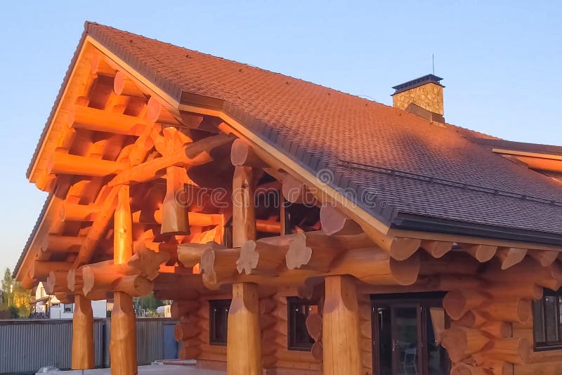 Constructed from Wooden Log House, Wooden House Stock Photo - Image of ...