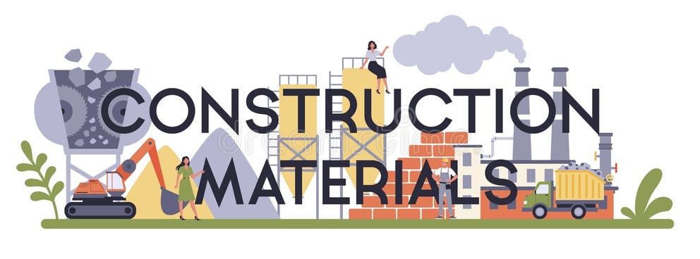 Constructin Material Typographic Header. Bricks, Cement, Sand Stock ...