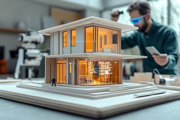 Constructing a Compact Smart Home Model with Augmented Reality Analytics Overlays Stock ...