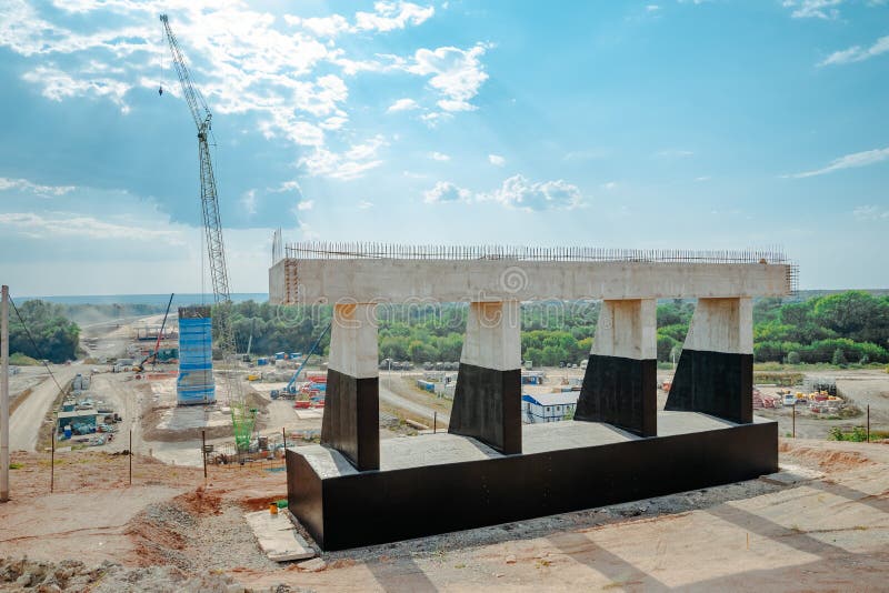 Constructing Concrete Pillars of the Bridge. Stock Photo - Image of ... Constructing Concrete Pillars of the Bridge. Stock Photo - Image of ...