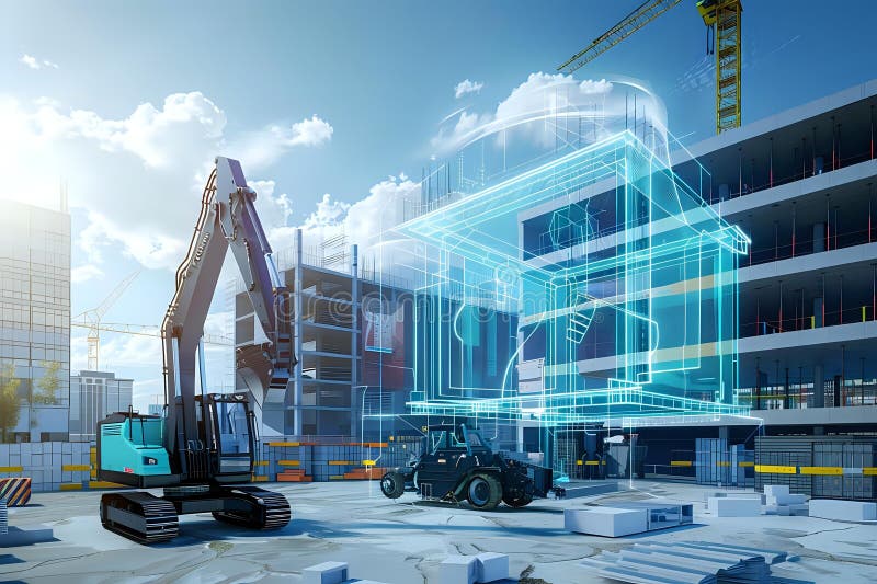 Constructing the Future, Excavators and Bulldozers Build Modern ...