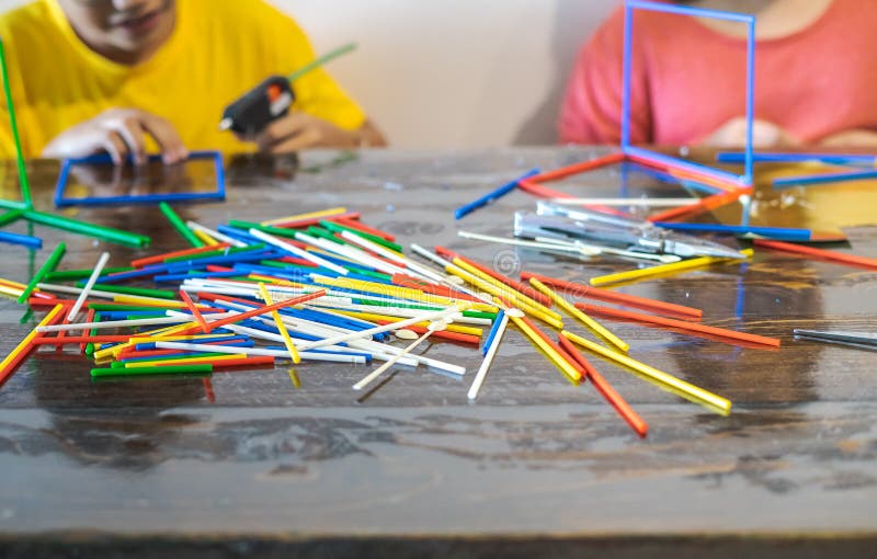 Constructing with Lots of Colorful Plastic Sticks. Fun with Building ...