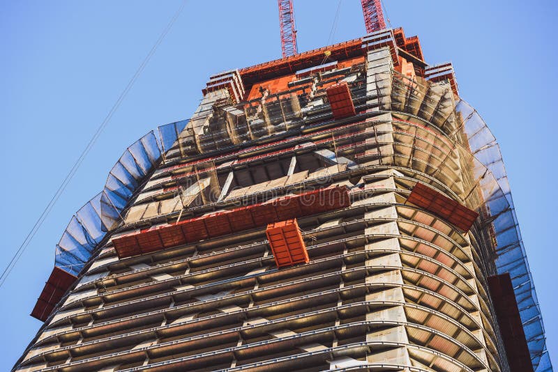 Constructing New High-rise Building Stock Image - Image of high, crane ...