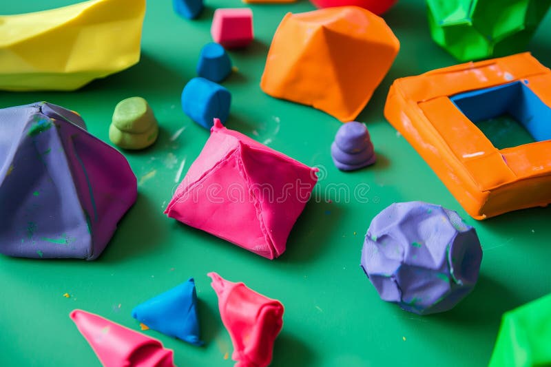Constructing Plasticine Geometric Shapes for Education Stock Image ...
